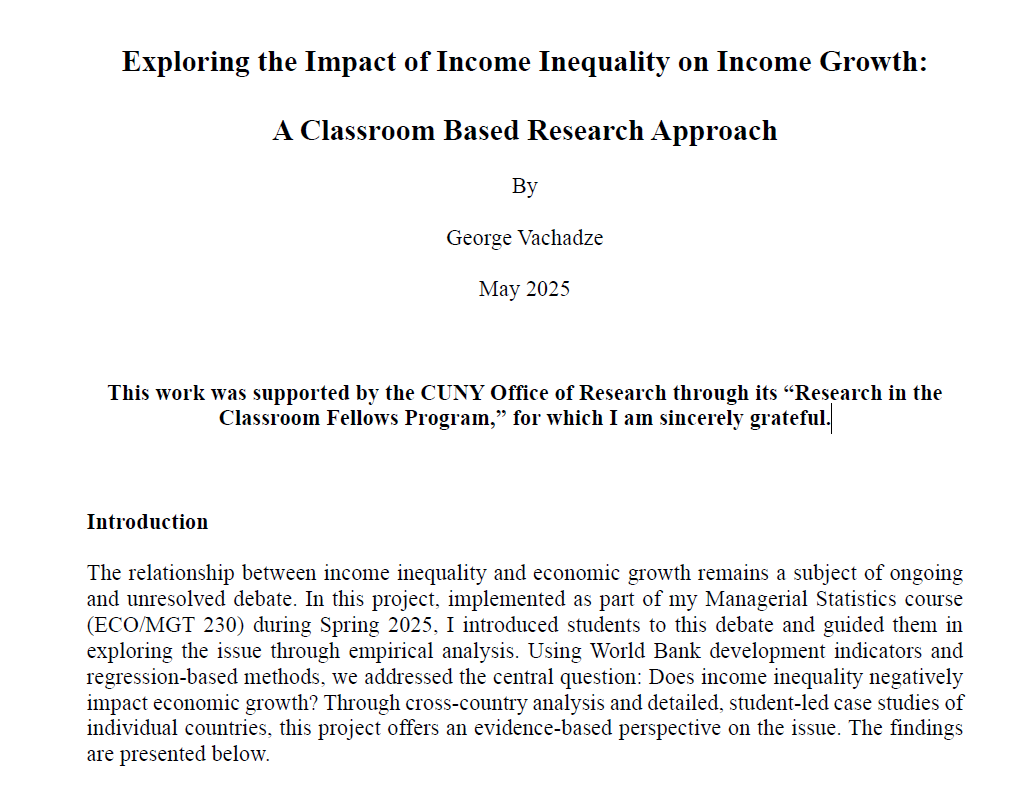 Exploring the Impact of Income Inequality on Income Growth: A Classroom ...