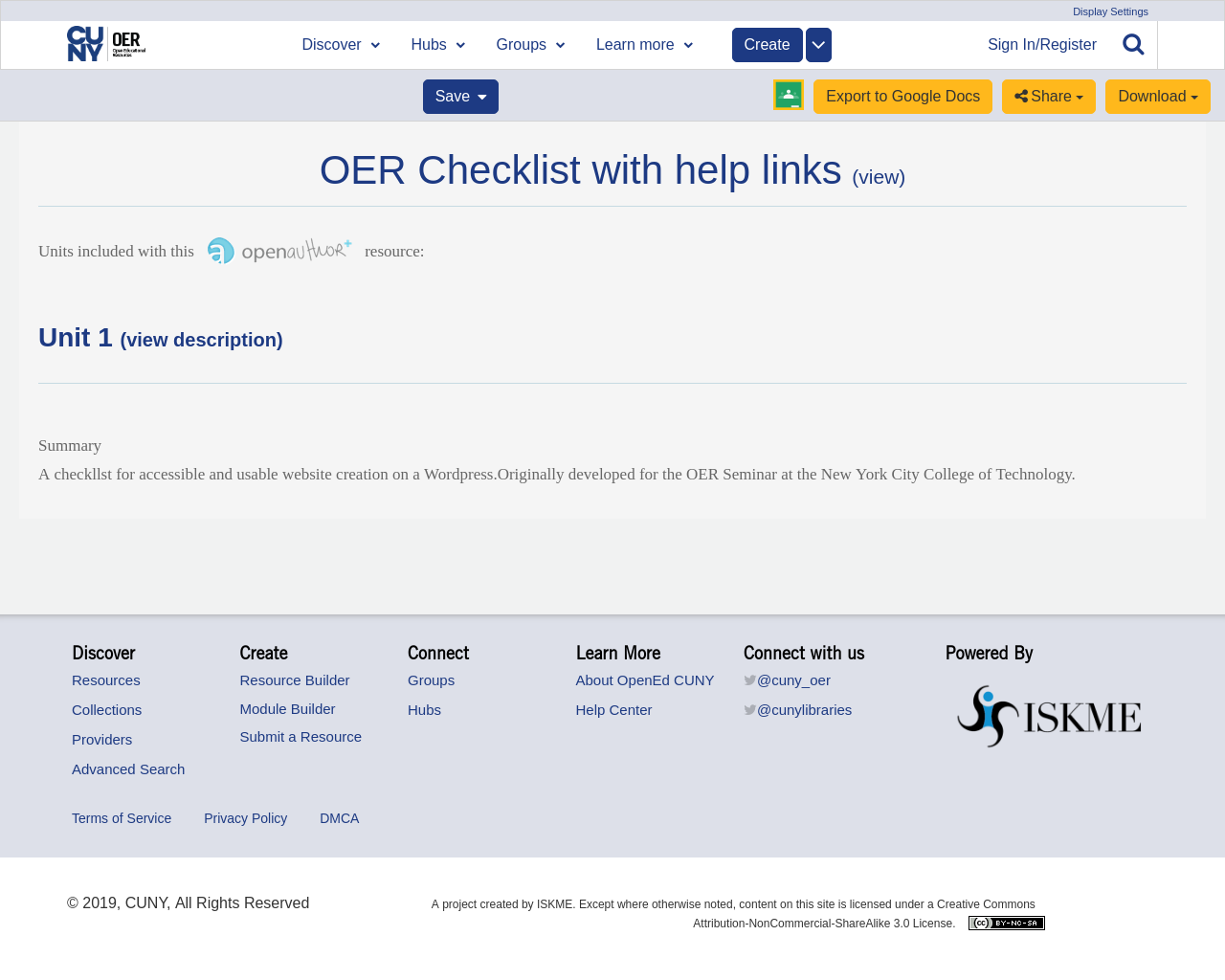 OER Checklist with help links | OpenEd CUNY
